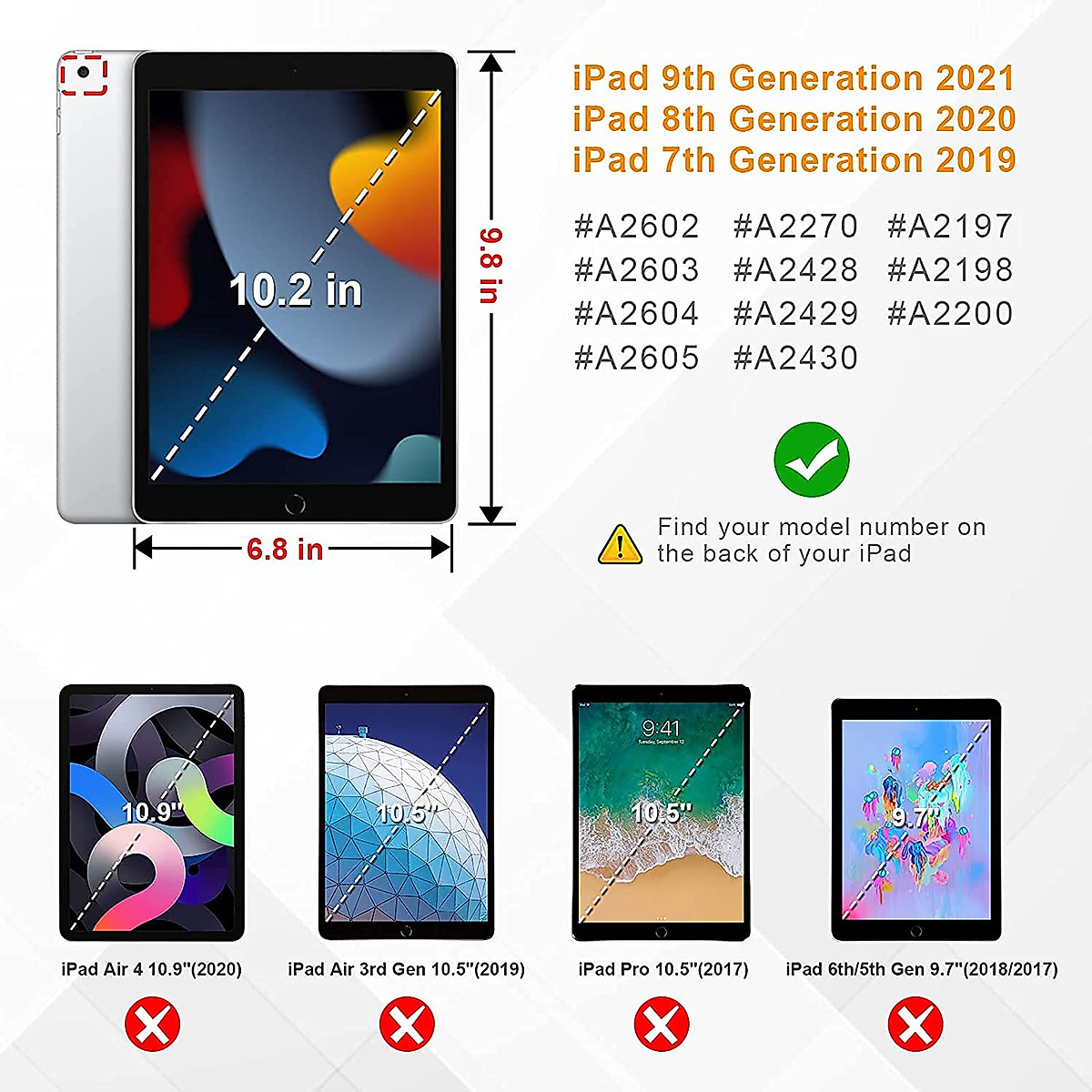 Hi Space for iPad 9th 8th 7th Generation Case for iPad Cover 10.2 inch for iPad Case 2021 2020 2019 Butterfly for iPad 9 8 Case with Pencil Holder, Protective Cover Auto Sleep Wake for A2270 A2428