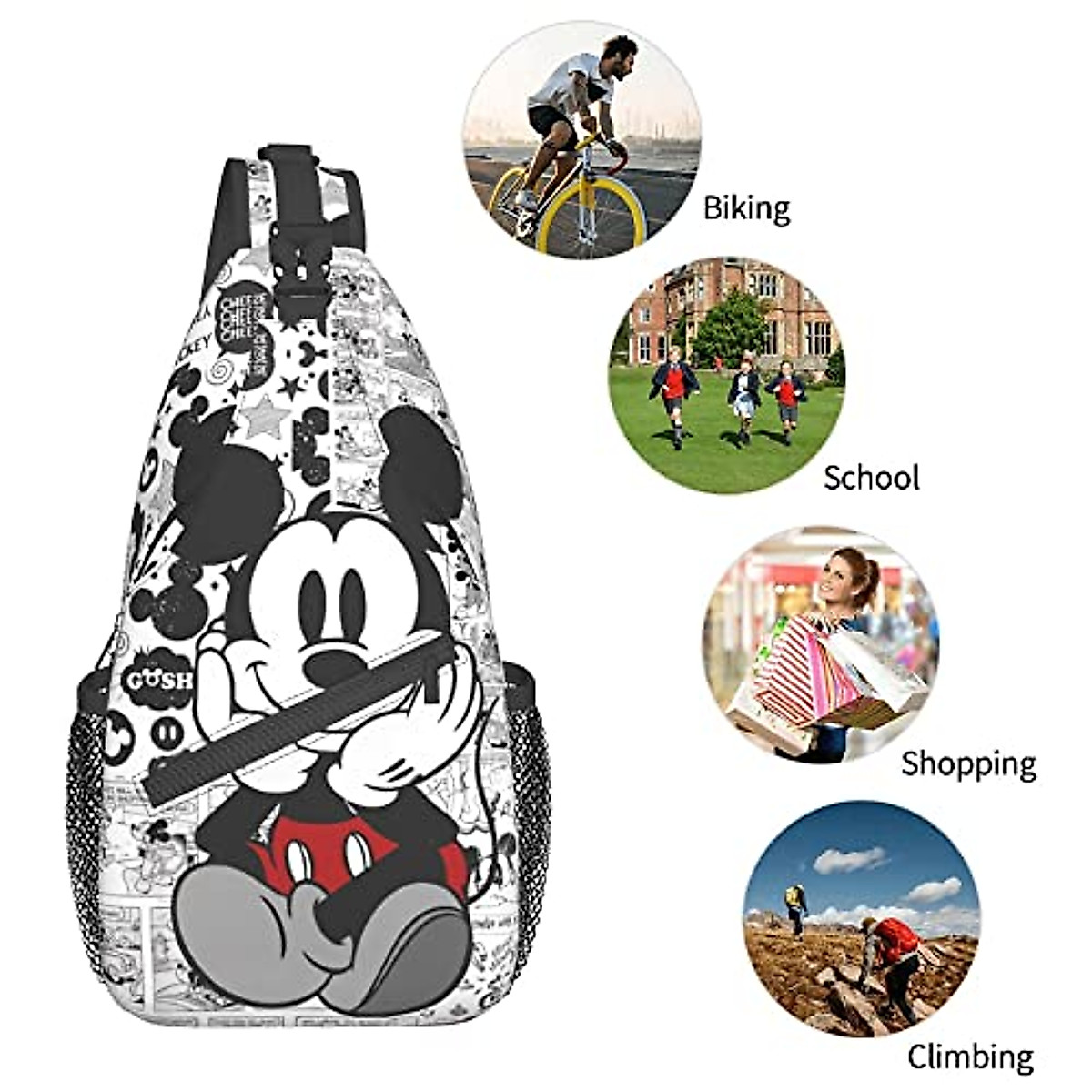 SSNDFVY Women Men Cute Anime Cartoon Sling Bag Crossbody Backpack Shoulder Bag Lightweight Waterproof Chest Bag For Sports Outdoor Trave -F23
