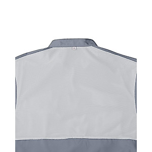 Alimens & Gentle Short Sleeve Fishing Shirt Wicking Fabric Sun Protection Casual Button Down Shirts Grey