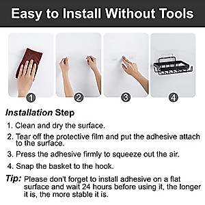 Lunuxiki Shower Caddy Adhesive 6-Pack Rustproof Shower Shelf with Soap Holder, No Drilling Shower Organizer with 4 Hooks, Bathroom Shower Rack Shelves for Inside Shower, Bathroom, Kitchen Storage