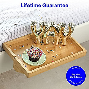 BedShelfie Bedside Shelf for Bunk Bed & Top Bunk, College Dorm Room Essentials, Loft Bed Accessories, Clip On Nightstand Snack Organizer, Bed Side Table Tray Shelfie Storage - Original Natural Wood