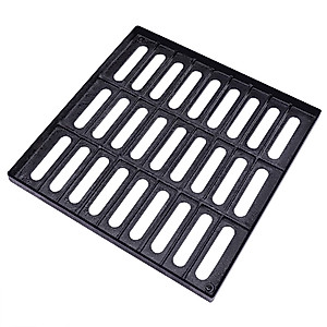 Cast Iron Drain Grate, 19.7 x19.7 Outdoor Drain Cover, Durable Heavy Duty Sewer Cover to Block Debris, Black Rectangle Drainage Grate for Concrete Floor