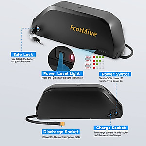 FcotMiue Ebike Battery Pack 48V 24.5Ah Polly Electric Bike Downtube Lithium ion Batteries 5 Pin w/40A BMS丨3A Charger丨XT60 Port for 350W 500W 750W 1000W 1500W Motor (US Warehouse 2-5 Day Delivery)
