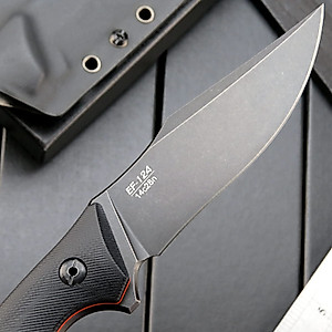 Eafengrow EF124 Fixed Blade Knife 14c28n Steel Blade Coated Black Titanium, G10 Handle Fixed Knife for Outdoor Camping Hunting Survival EDC Tool Knives with Kydex Sheath(Black)