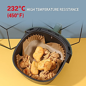 Air Fryer Disposable Paper Liner, 6.3 inch 100 sheets Unbleached Non-stick Oil-Proof Parchment Paper for Air Frying, Roasting Microwave, Food Grade Baking Paper Liners/Circular