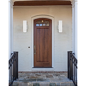 Ken & Ricky Outdoor Wall Lights, Modern Exterior Up and Down Wall Sconces, Square Porch Lights Outdoor Wall with Sanded White Finish - 2 Pack