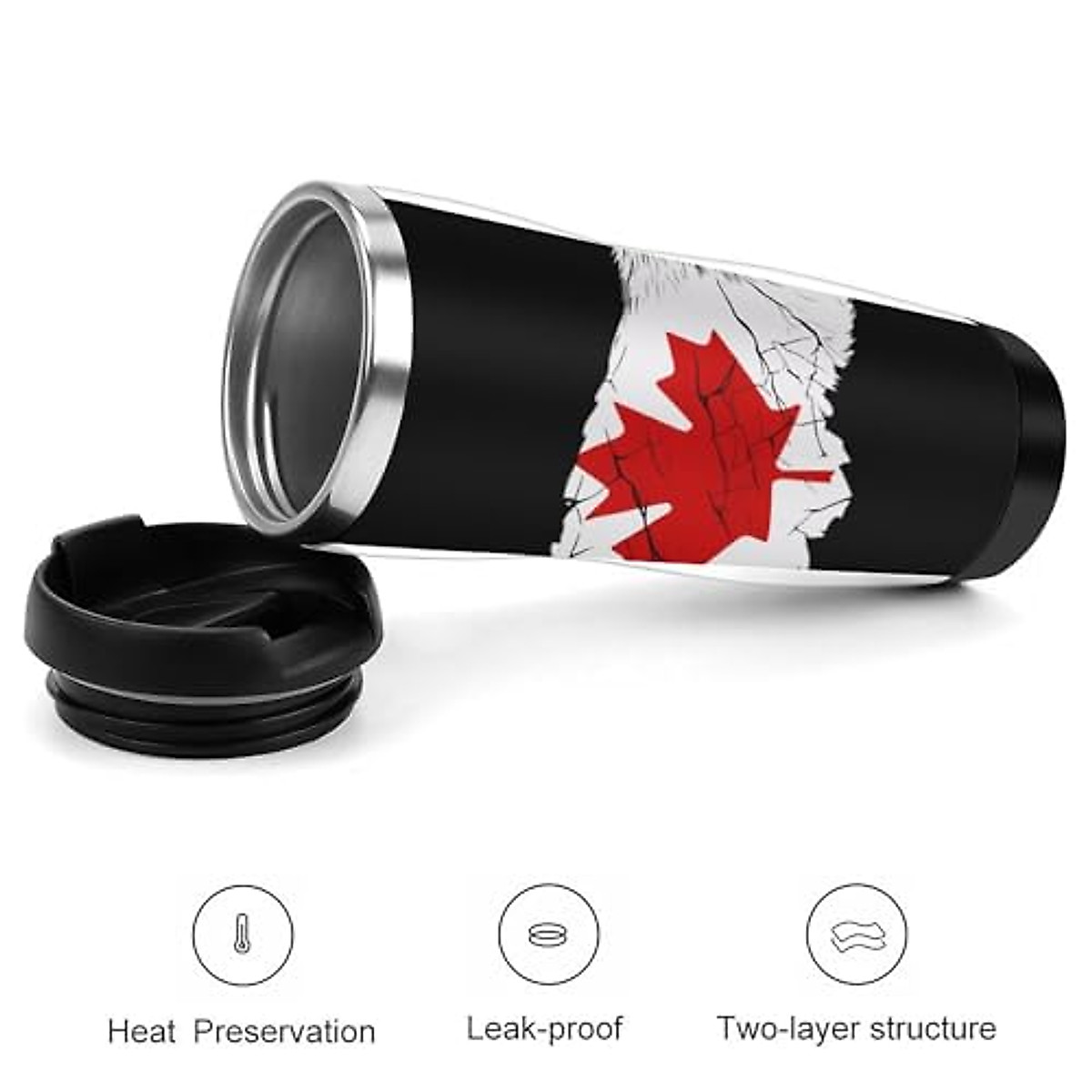(Beavers) Canada Maple Flag Travel Coffee Mug Reusable Insulated Drinking Cup with Lid for Home Outdoor Works 13 Oz