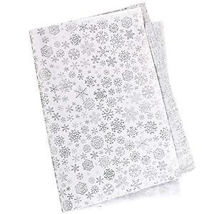 Whaline Snowflake Tissue Paper 20" x 28" Christmas Metallic Acid Free Wrapping Paper Bulk Big Size for Home, DIY and Craft, Gift Bags New Year Decorations, 60 Sheets (Silver)