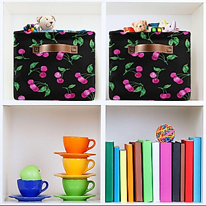 Emelivor Cherry Storage Basket Bins Decorative Toy Laundry Basket Organization with Handles for Pet Books Clothes Makeup Nursery Closet Office,1 pcs