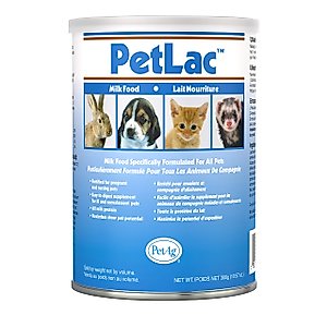 PetAg Petlac Milk Powder - Food Source for Orphaned Animals - Similar to Mother's Milk - Milk Replacer Formula - 300 g