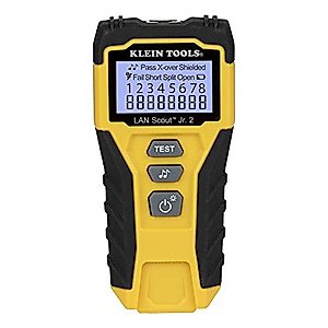 Klein Tools VDV526-200 Cable Tester, LAN Scout Jr. 2 Ethernet Cable Tester for CAT 5e, CAT 6/6A Cables with RJ45 Connections