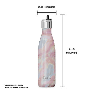 S'well Stainless Steel Water Bottle with Flip Straw Cap, 17oz, Geode Rose, Triple Layered Vacuum Insulated Containers Keeps Drinks Cold for 36 Hours and Hot for 10, Perfect for On the Go