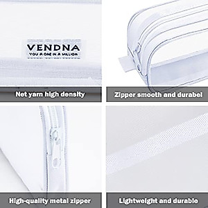 Grid Mesh Pen Pencil Case For Adults 2 Pack Cute Clear Pencil Pouch For Purse Small Transparent Marker Bag For Girls Aesthetic School Pen Organizer Bag Bulk