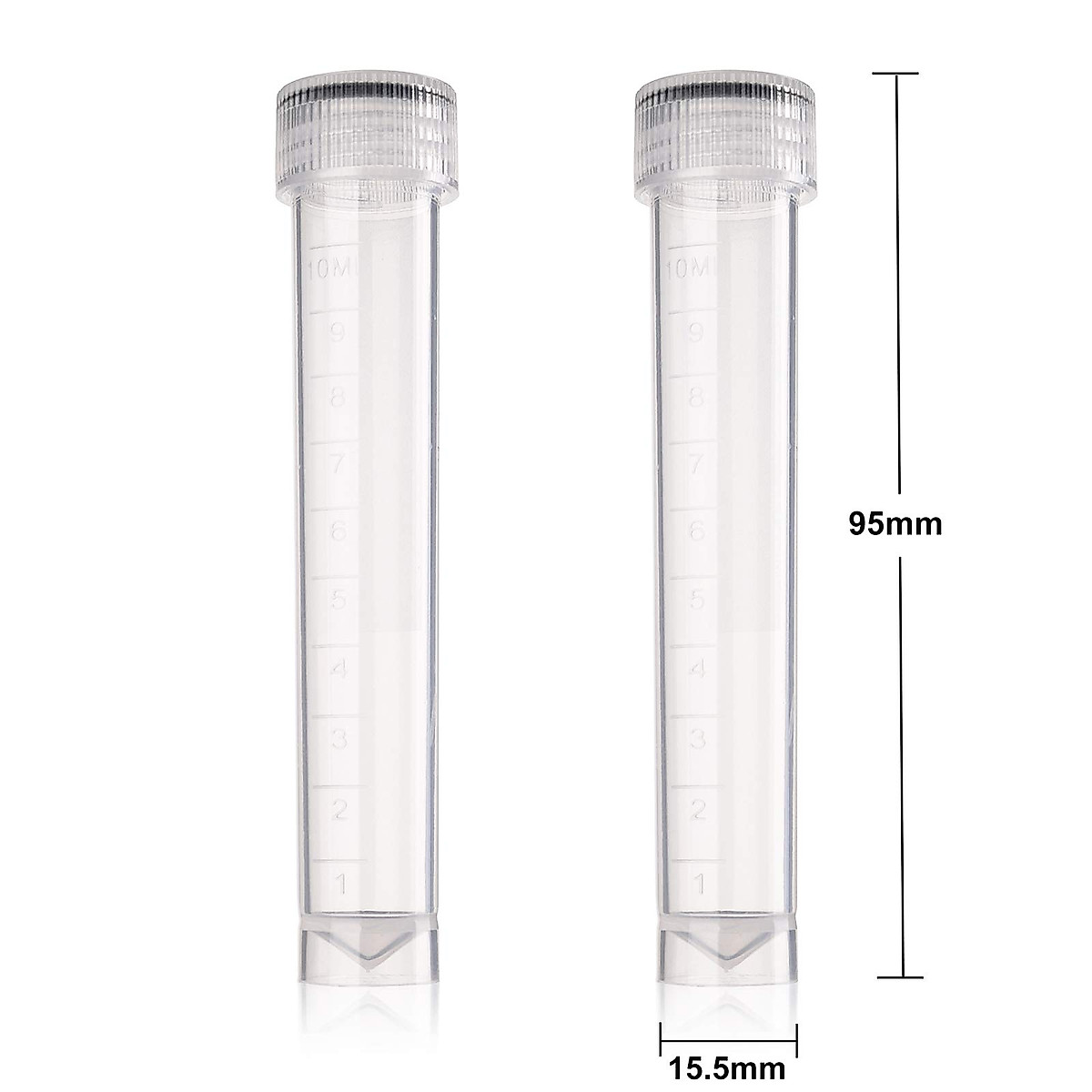 Bekith 50pcs 10ml Lab Plastic Frozen Test Tubes with Screw Caps, Vial Seal Cap Container for Laboratory School Educational