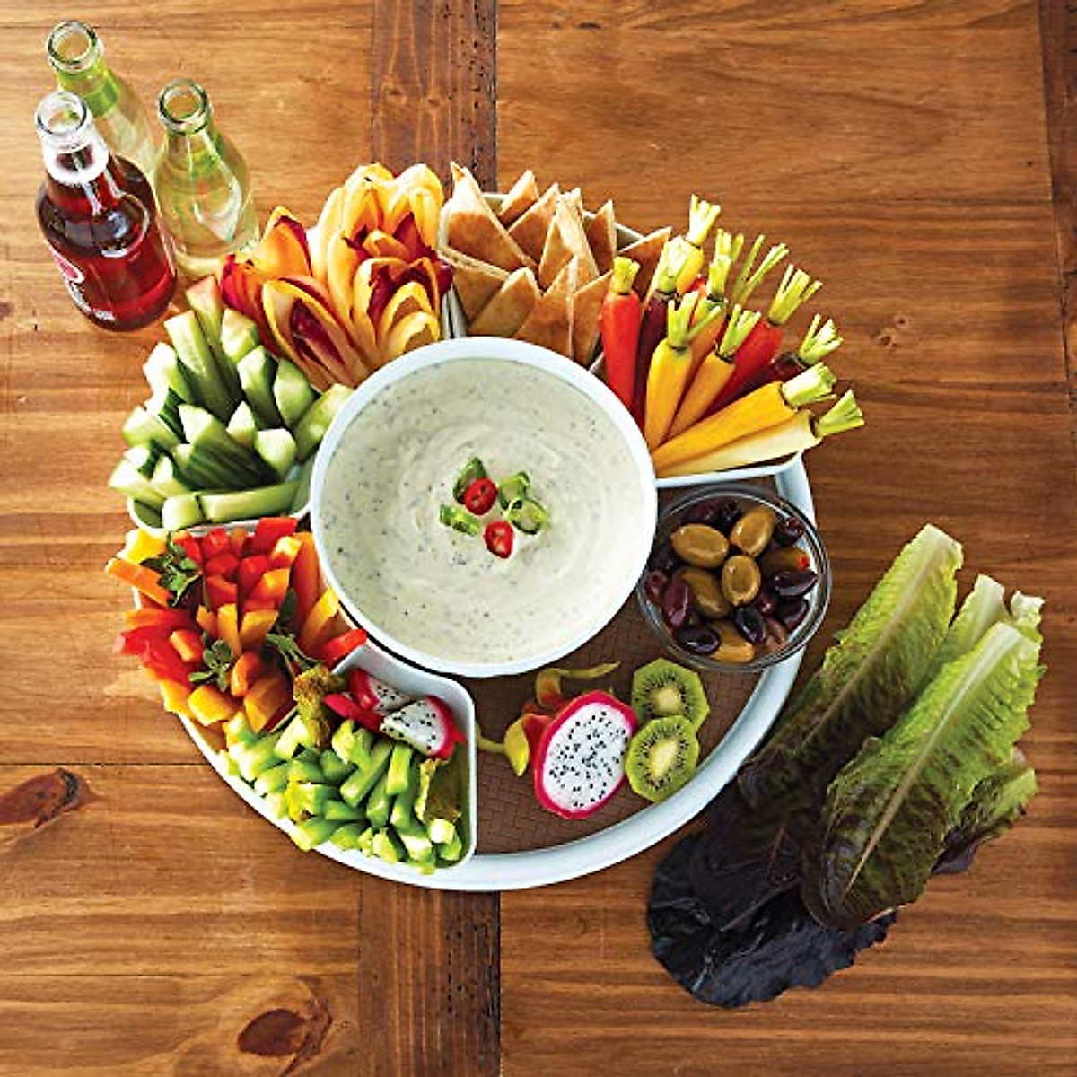 Chicago Metallic Taco Party Multi-Use Rotating Entertaining Set, 6-Piece, White