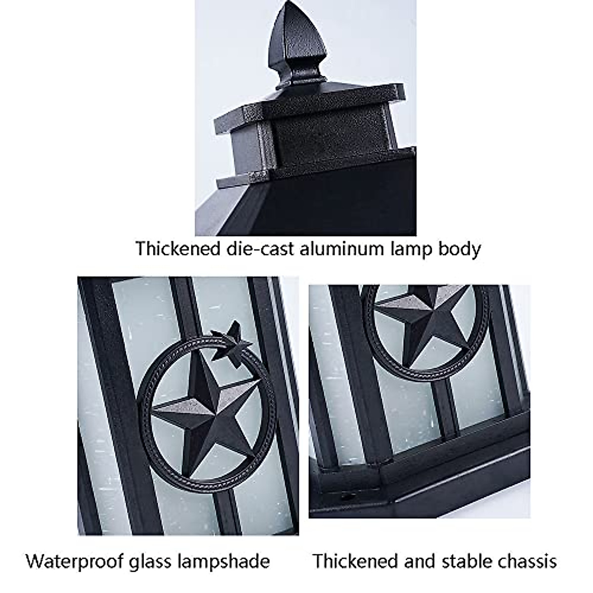 RCIDOS Exterior Fence Post Light Fixture Modern Post Head Lamps IP54 Waterproof Lantern E27 Column Cap Lights European-Style Outdoor Landscape Pool Deck Lighting for Patio Villa Garden Light Decor