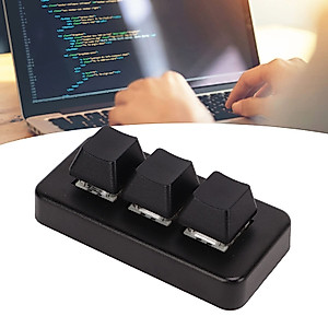 Septpenta USB Mini 3 Key Keypad, Programming Macro Keyboard with USB Cable, Function Custom, with LED Light Effects, Touch Comfortable, Mechanical Gaming Keyboard
