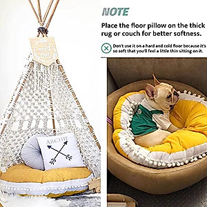 Large Floor Pillow Kids Round Floor Cushion Seating, Big Circle Pillow, Round Floor Pillows Seating for Children, Oversized Pillow Mat for Reading Nook Teepee Playroom Nursery Canopy, Yellow