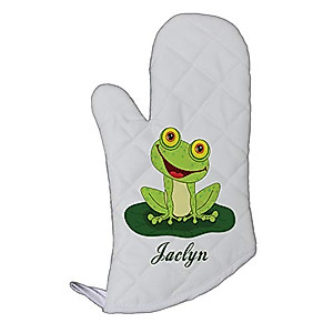 Personalized Custom Text Happy Frog Polyester Oven Mitt Kitchen Mittens