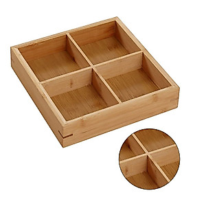 Divided Wooden Tray,Veggie Tray Serving Tray Divided Platter Wooden Food Server Multi Compartments Serving Tray for Hot Pot Restaurants Sushi Plate (4 Compartments)