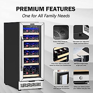 ROVRAk Upgrade Wine Cooler Refrigerator, 15 Inch 32 Bottle, Fast Cooling Low Noise and Frost Free Wine Fridge with Digital Temperature Control, Compressor Wine Cooler for Built-in or Freestanding