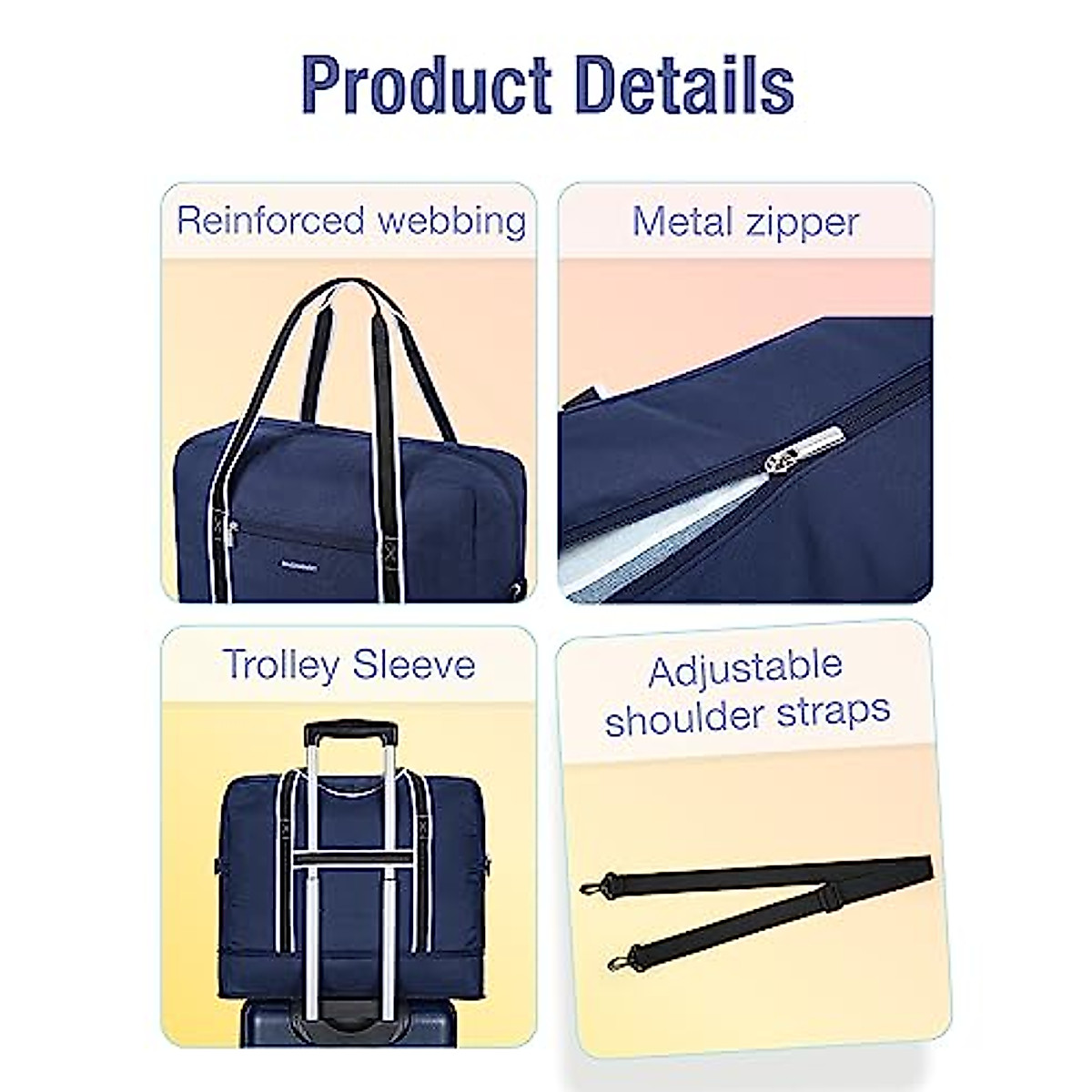 Foldable Duffle Bag for Travel, BAGSMART 31L Expandable Large Travel Bag for Women and Men, Weekender Overnight Bag Carry On Luggage for Travel Accessories(Black)