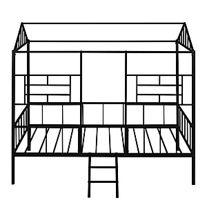 Bellemave House Bed Twin Size Kids Bed Frame Metal Platform Bed Frame, No Box Spring Needed, for Girls Boys (Black)