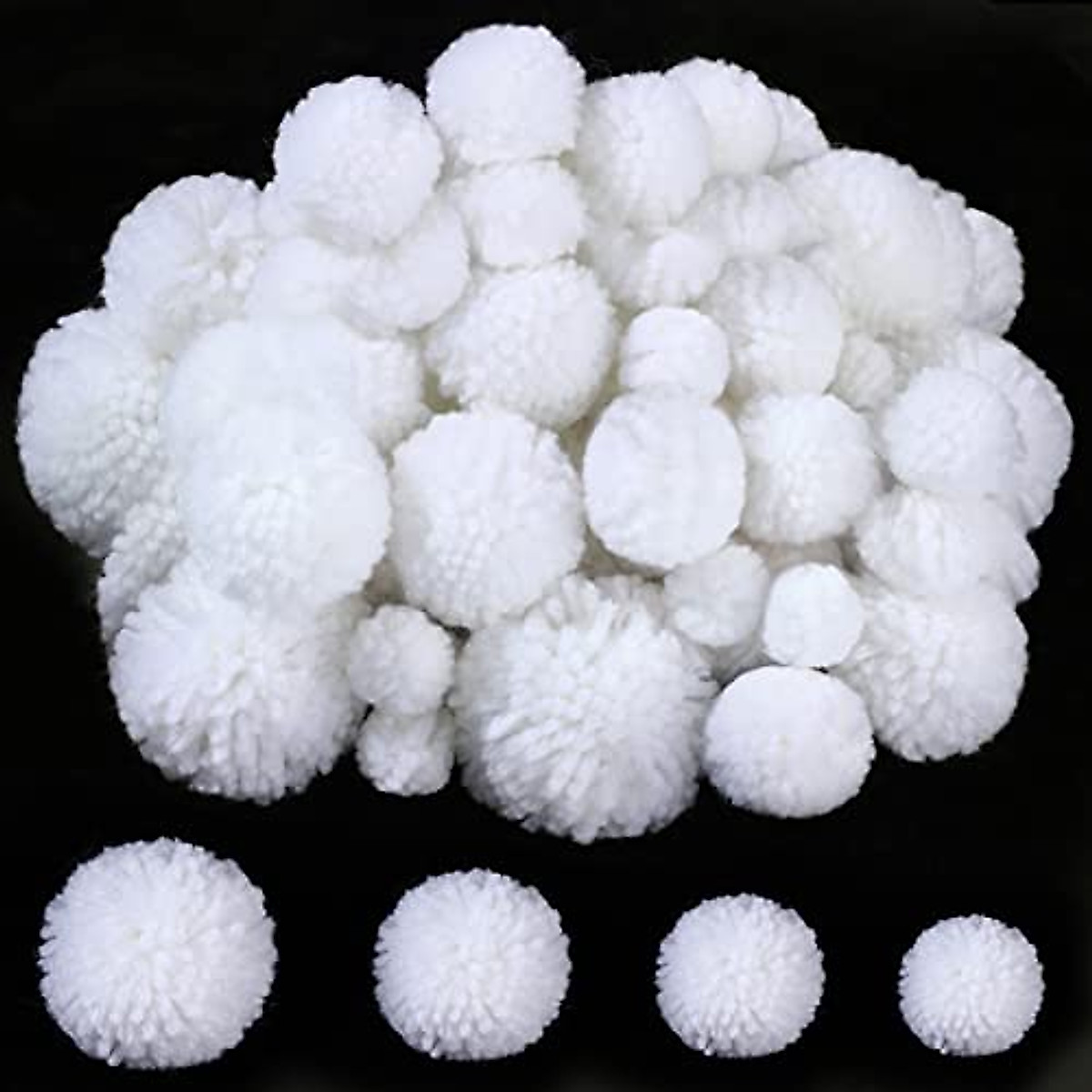 50 Pieces Valentines Pom Poms Craft Pompom Balls Pom Pom Balls Fake Snowballs Fuzzy Balls Pompom Puff Balls for Kids Art DIY Creative Valentine's Day Crafts Decorations (White, Multi Size)