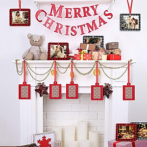 Cute Cartoon Foxes Christmas Photo Ornament Frame Red Picture Frame for Xmas Tree Hanging Decoration