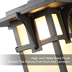 EERU Porch Lights Wall Mount Outdoor Wall Lantern Waterproof Aluminum with Frosted Glass Exterior Light Fixtures Modern Classic Outdoor Wall Lights for Outside House Deck Patio Garage Lighting, Black