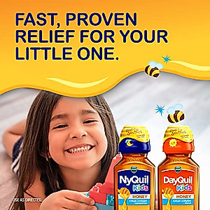 Vicks Kids NyQuil/DayQuil Honey Cold & Cough + Congestion Relief Combo Pack for Nighttime & Daytime Cough & Congestion, Flavored with Real Honey, for Children Ages 6+, 8 FL OZ NyQuil, 8 FL OZ DayQuil