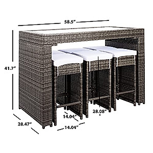 SAFAVIEH Outdoor Collection Horus Grey Brown/White Cushion 7-Piece Dining Set PAT7502C