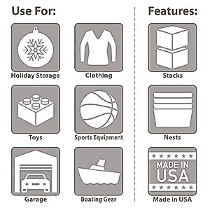 Akro-Mils 6648612-Gallon Plastic Stackable Storage KeepBox: Tote Container with Attached Hinged Lid, 21-1/2-Inch x 15-Inch x 12-1/2-Inch, Clear/Red