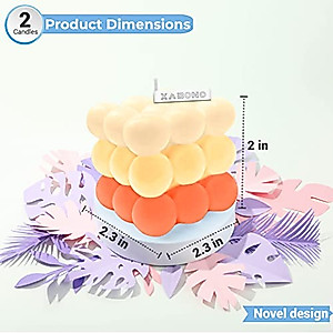 2 Pcs Bubble Candle Home Decoration Gradient Light Orange Bubble Candle Handmade Cube for Bedroom Bathroom Decorations Soy Candles Aesthetic Set