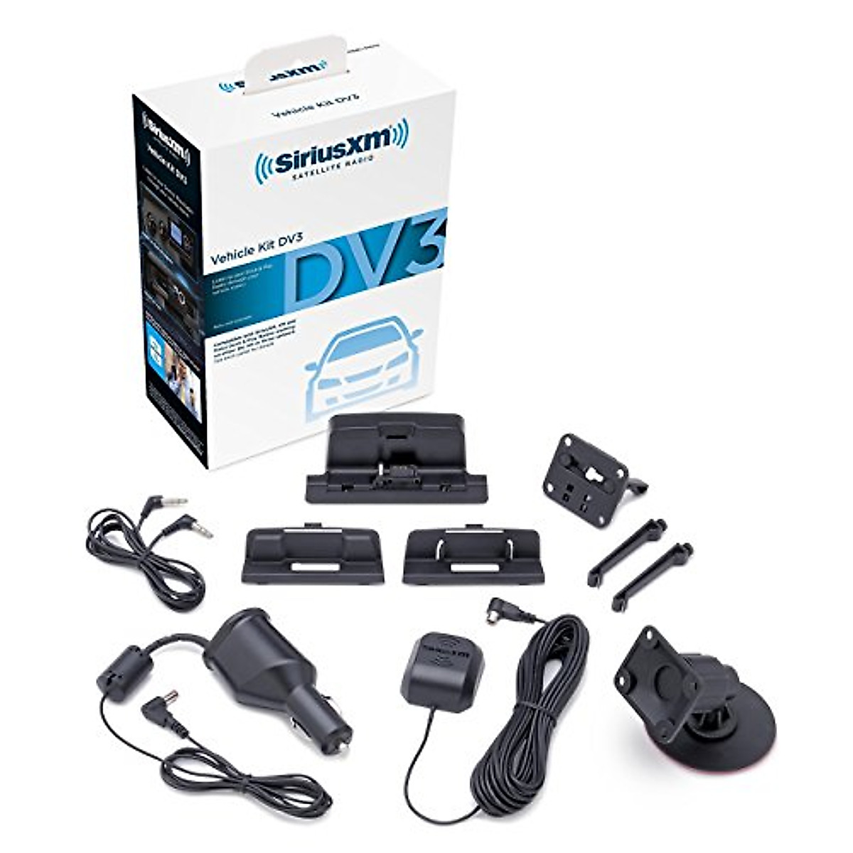 SiriusXM SXDV3 Satellite Radio Vehicle Mounting Kit with Dock and Charging Cable (Black) (Renewed)