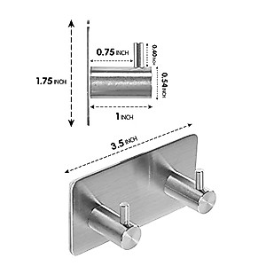 YENZEEN Adhesive Towel Hooks for Bathrooms Shower no Drill Heavy Duty Wall Hooks self Adhesive Towel Rack Stick On Wall Coats Hooks Brushed Nickel Adhesive Hanger for Kitchen,Door,Key,3 Hooks Silver