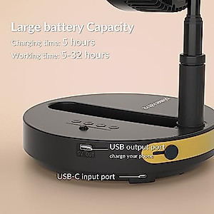 Primevolve 10" Portable Oscillating Fan, Up to 32 Hours Battery Operated Fan with Remote, Foldaway Fan with Adjustable Height, 4 Speeds & Timer, Rechargeable Fan for Bedroom Camping Travel