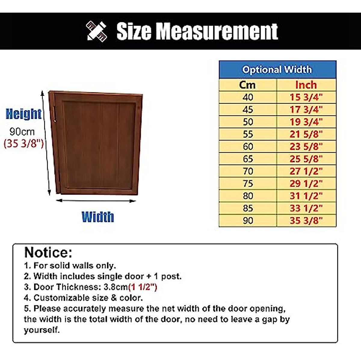 YANBI Living Room Cafe Saloon Swing Doors, Retro Louvered Partition Door, Cowboy Fence Bar Doors with Metal Hinge for Kitchen Toilet Restaurant (Size : W55xH90cm(21 5/8" x35 7/16"))