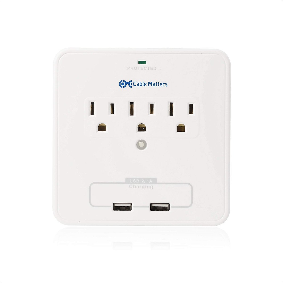 Cable Matters 3-Outlet Wall Mount Surge Protector with USB Charging and Slide-Out Smartphone Holders
