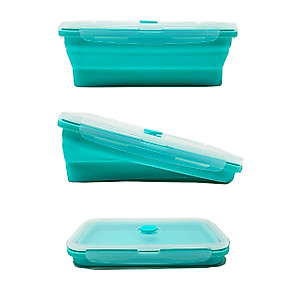 2 Set of 4 Collapsible Silicone Food Storage Container, Leftover Meal box For Kitchen, Bento Lunch Boxes, BPA Free, Microwave, Dishwasher and Freezer Safe. Foldable Design Saves Your Space.