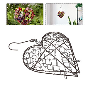 Angoily 2pcs Hanging Planter Heart Shaped Flower Basket Vintage Succulent Pot Outdoor Bonsai Holder for Balcony Garden Wedding (Brown)