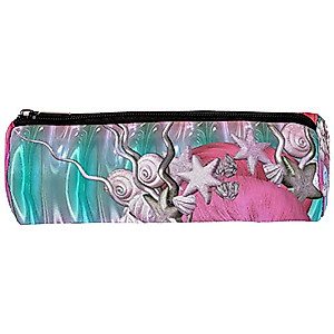 Mermaid Sea Shells and Star Fish Decorate Her Hair Pencil Bag Pen Case Stationary Case Pencil Pouch Desk Organizer Makeup Cosmetic Bag for School Office