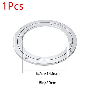 Geesatis Table Turntable Accessories 1 PCS Metal Lazy Susan Hardware Rotating Turntable Bearing Round Swivel Plate, Smooth Swivel Plate for Kitchen Base Turn Dining Table, Heavy Loads, Silver, 8 inch