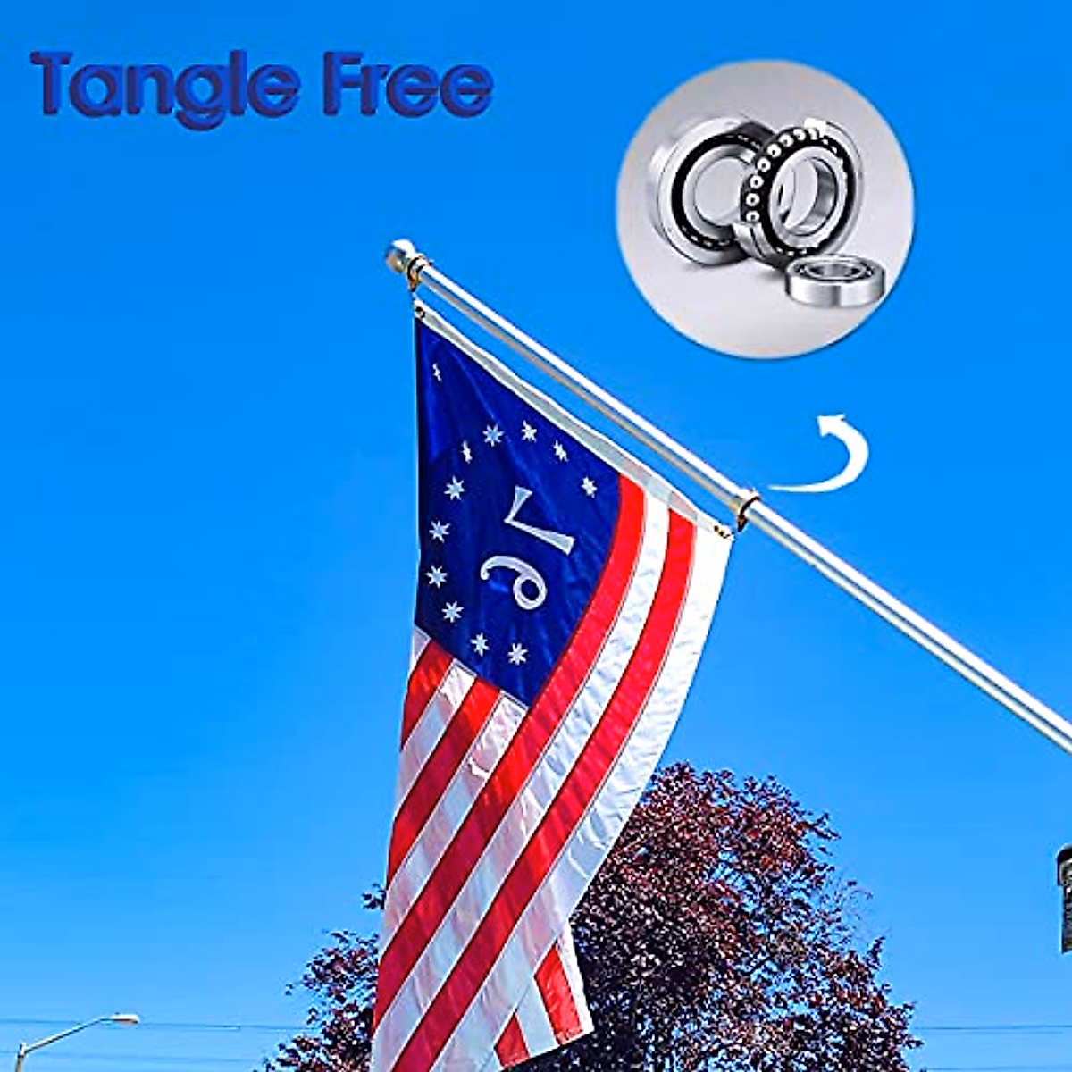 MOFEEZ Flagpole Rotating Rings,360 Degree Anti-Wrap Flag Mounting Rings ...