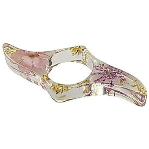 LQ Industrial Resin Bookmark 33x79mm Dried Flower Resin Book Page Holder Light Purple Thumb Ring Page Holder for Book Lovers Literary
