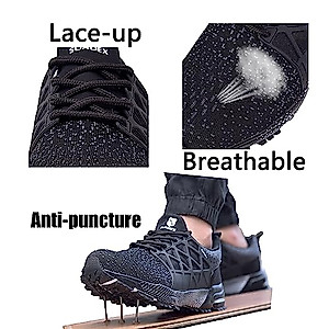 SUADEX Indestructible Steel Toe Shoes Men Women Safety Work Sneakers Comfortable Lightweight Black