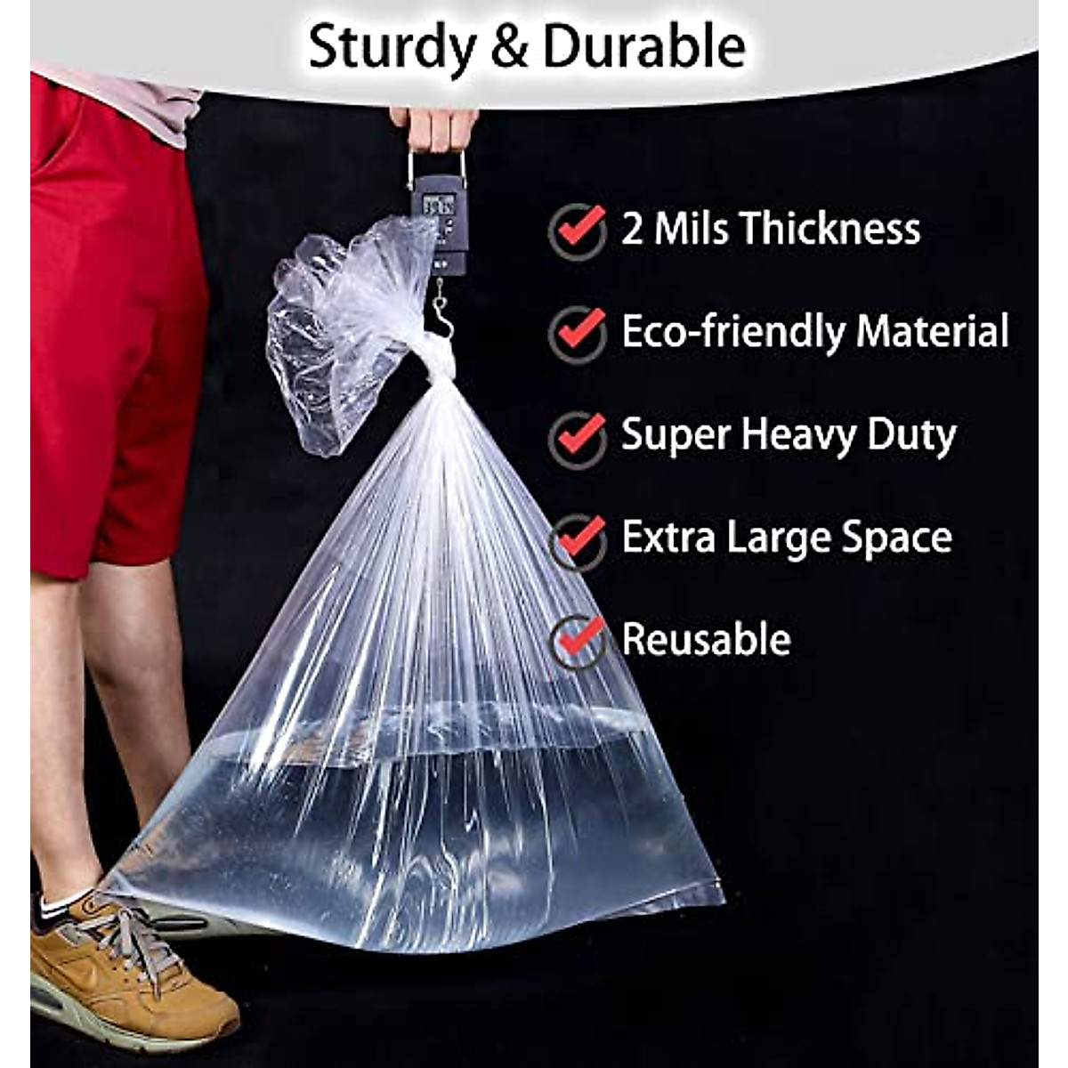 Dust Cover Big Plastic Drawstring Bags Multi-Purpose for Storage and Keeping Luggage, Suitcase Good for Household Organizing Reusable Set of 4