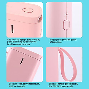 Leepesx Label Maker Machine with Tape, Portable Handheld Thermal Label Printer, Wireless BT Label Maker Sticker Machine, for Home Office School Supermarket Store (Pink)