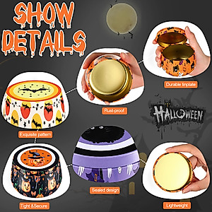 12 Pack Halloween Cookie Tins with Lids 8 oz Candle Jars for Making Candles Large Capacity Round Tinplate with Lids Cookie Containers for Storing Candies Biscuits Treat Small Gift(Halloween)