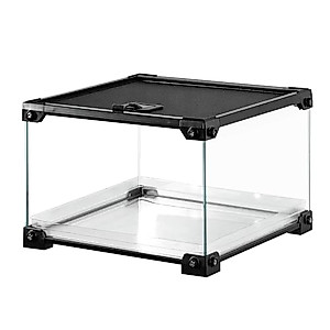 OIIBO Small Glass Reptile Terrarium 12.2" x 12.2" x 7.8" Top Feeding Reptile Tank Full View Visually Appealing Reptile Amphibians Habitat Enclosure
